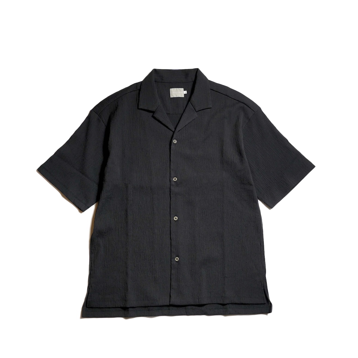 CURLY&Co. / STRIPE CRAPE SHIRT (Black)