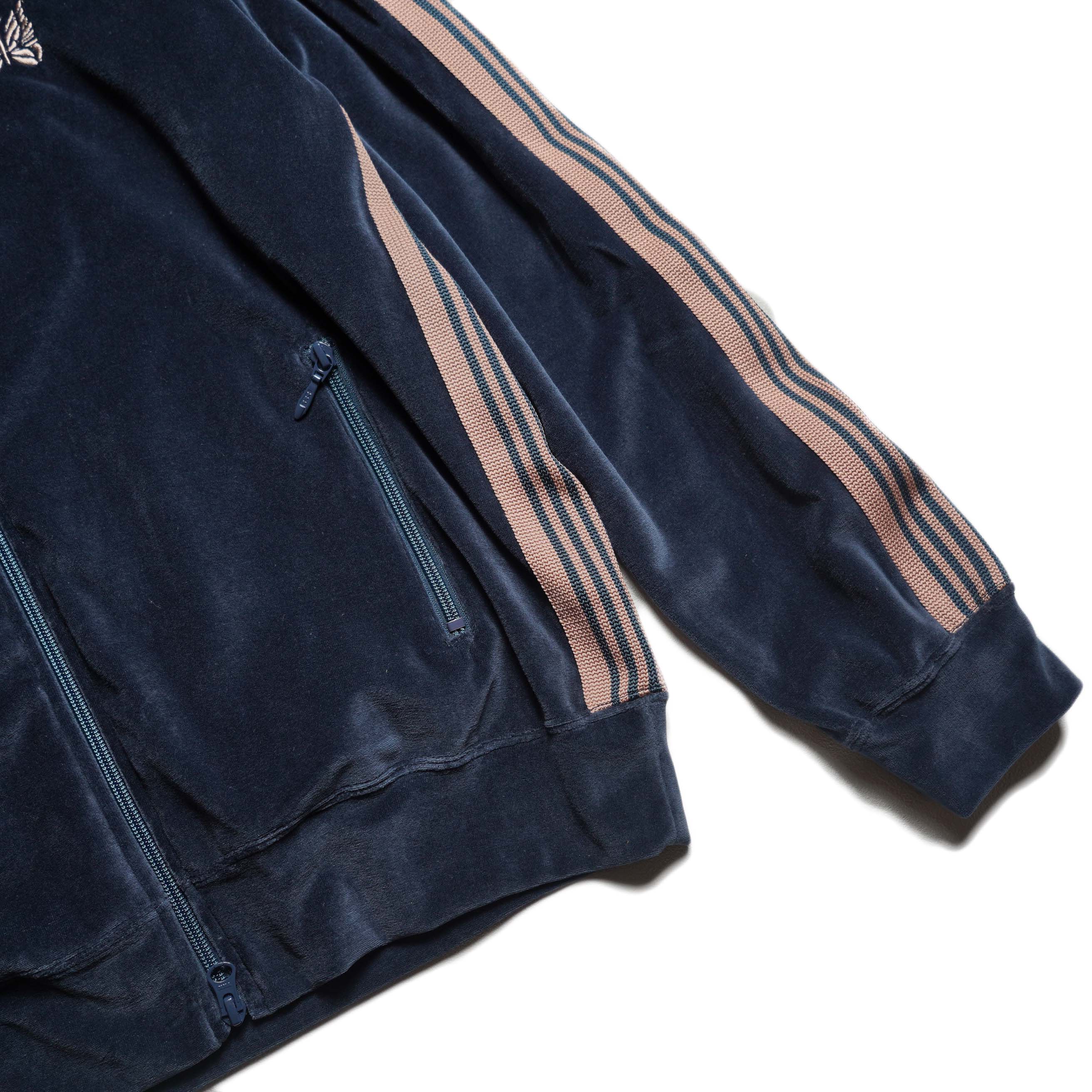 Needles / Rib Collar Track Jacket - C/PE Velour (Steel Blue)